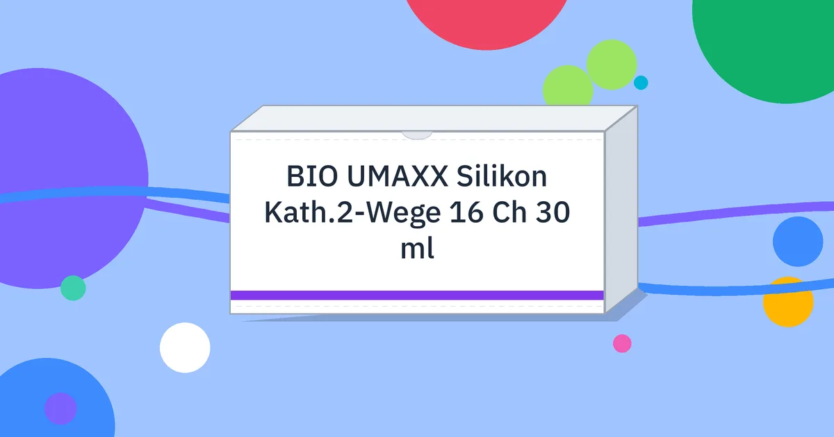 Symbolbild: Packung mit der Aufschrift BIO UMAXX Silikon Kath.2-Wege 16 Ch 30 ml (PZN 05555145) – Verfügbarkeit und Bezug in Apotheken in Frankfurt am Main