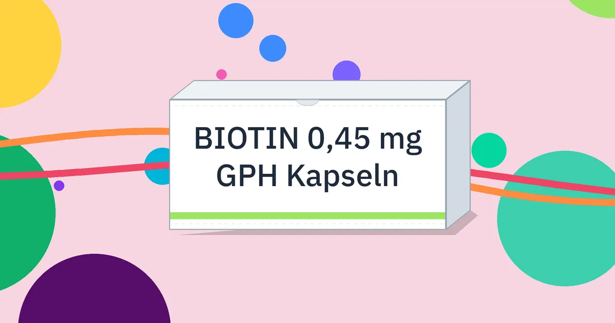 Symbolbild: Packung mit der Aufschrift BIOTIN 0,45 mg GPH Kapseln (PZN 09749490) – Verfügbarkeit und Bezug in Apotheken in Frankfurt am Main