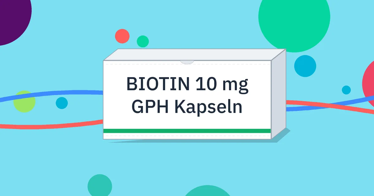 Symbolbild: Packung mit der Aufschrift BIOTIN 10 mg GPH Kapseln (PZN 13250939) – Verfügbarkeit und Bezug in Apotheken in Frankfurt am Main