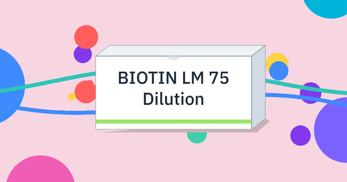 Symbolbild: Packung mit der Aufschrift BIOTIN LM 75 Dilution (PZN 12794525) – Verfügbarkeit und Bezug in Apotheken in Frankfurt am Main