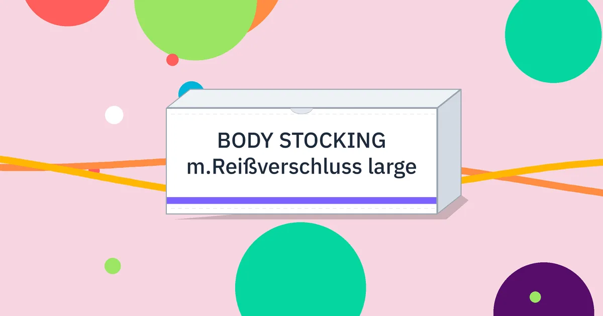 Symbolbild: Packung mit der Aufschrift BODY STOCKING m.Reißverschluss large (PZN 01232669) – Verfügbarkeit und Bezug in Apotheken in Frankfurt am Main
