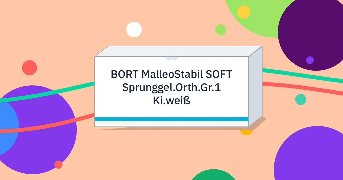 Symbolbild: Packung mit der Aufschrift BORT MalleoStabil SOFT Sprunggel.Orth.Gr.1 Ki.weiß (PZN 09443992) – Verfügbarkeit und Bezug in Apotheken in Frankfurt am Main