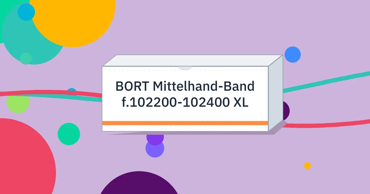 Symbolbild: Packung mit der Aufschrift BORT Mittelhand-Band f.102200-102400 XL (PZN 16905950) – Verfügbarkeit und Bezug in Apotheken in Frankfurt am Main