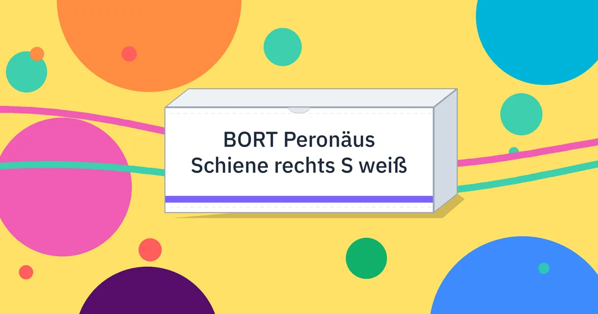 Symbolbild: Packung mit der Aufschrift BORT Peronäus Schiene rechts S weiß (PZN 04383989) – Verfügbarkeit und Bezug in Apotheken in Frankfurt am Main