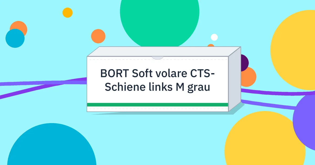 Symbolbild: Packung mit der Aufschrift BORT Soft volare CTS-Schiene links M grau (PZN 05564144) – Verfügbarkeit und Bezug in Apotheken in Frankfurt am Main