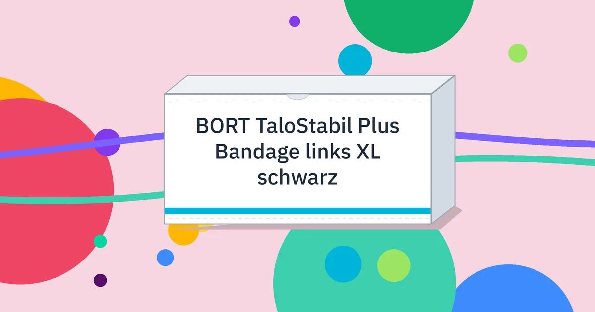 Symbolbild: Packung mit der Aufschrift BORT TaloStabil Plus Bandage links XL schwarz (PZN 07672263) – Verfügbarkeit und Bezug in Apotheken in Frankfurt am Main
