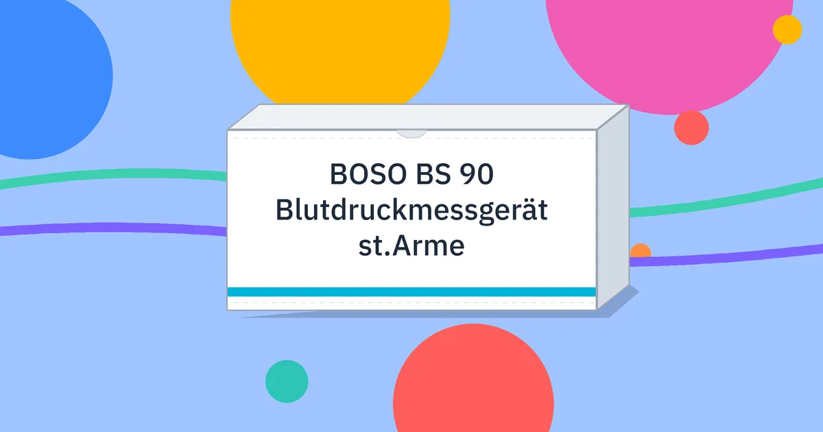 Symbolbild: Packung mit der Aufschrift BOSO BS 90 Blutdruckmessgerät st.Arme (PZN 19832559) – Verfügbarkeit und Bezug in Apotheken in Frankfurt am Main