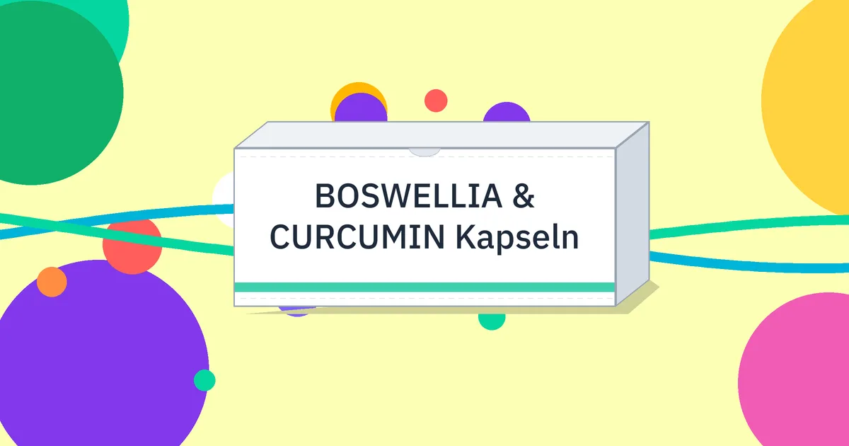 Symbolbild: Packung mit der Aufschrift BOSWELLIA & CURCUMIN Kapseln (PZN 19641960) – Verfügbarkeit und Bezug in Apotheken in Frankfurt am Main
