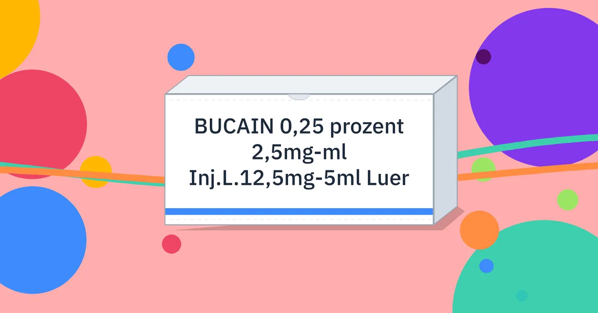 Symbolbild: Packung mit der Aufschrift BUCAIN 0,25 prozent 2,5mg-ml Inj.L.12,5mg-5ml Luer (PZN 11353552) – Verfügbarkeit und Bezug in Apotheken in Frankfurt am Main
