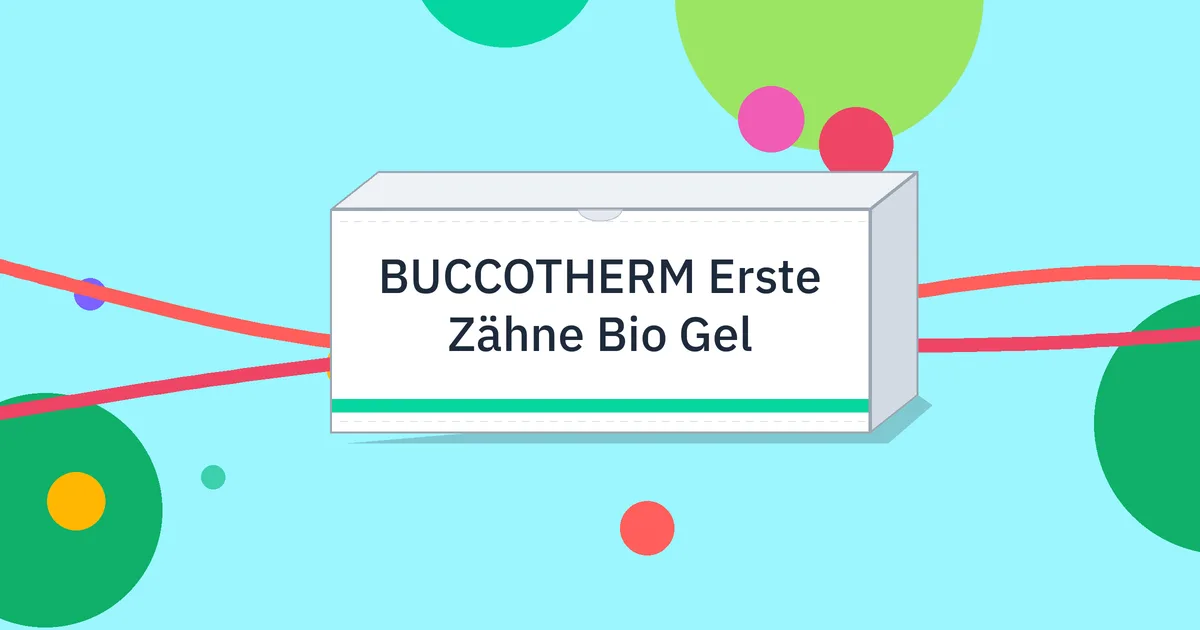 Symbolbild: Packung mit der Aufschrift BUCCOTHERM Erste Zähne Bio Gel (PZN 15382303) – Verfügbarkeit und Bezug in Apotheken in Frankfurt am Main