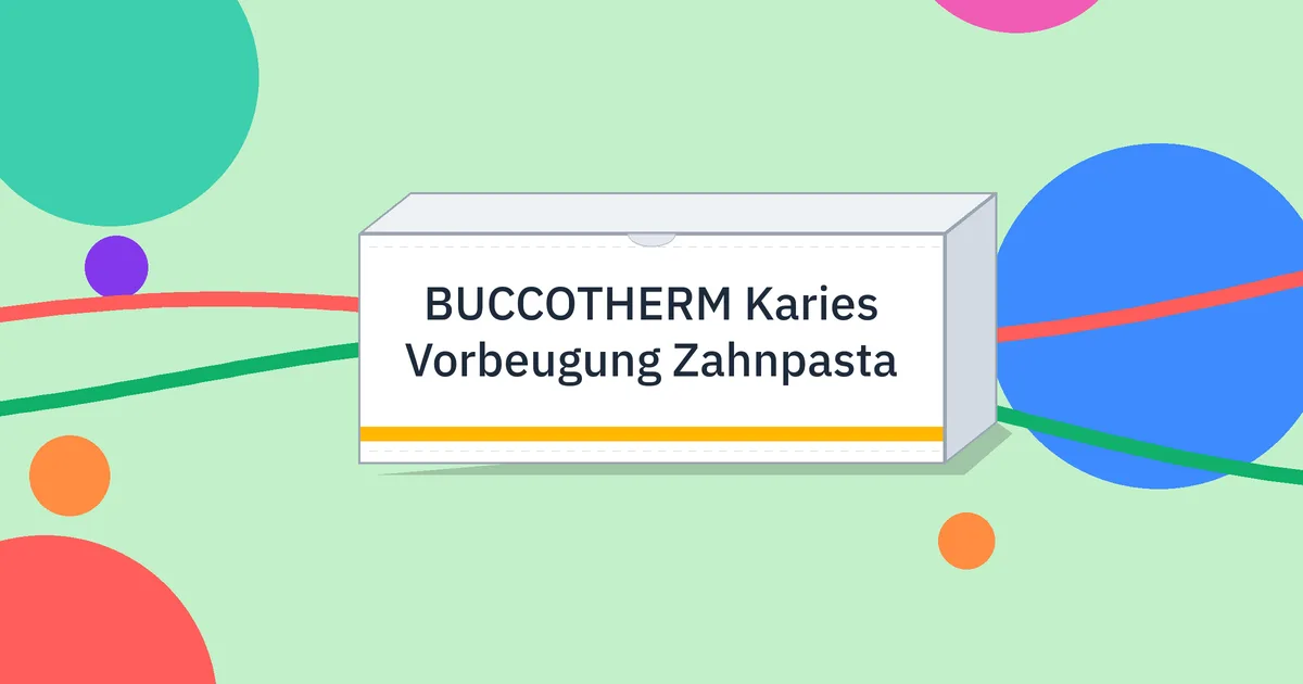 Symbolbild: Packung mit der Aufschrift BUCCOTHERM Karies Vorbeugung Zahnpasta (PZN 15382289) – Verfügbarkeit und Bezug in Apotheken in Frankfurt am Main