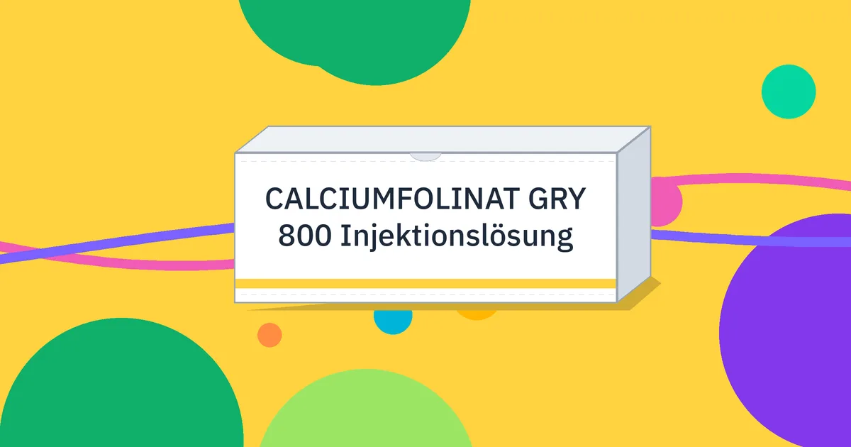 Symbolbild: Packung mit der Aufschrift CALCIUMFOLINAT GRY 800 Injektionslösung (PZN 00969296) – Verfügbarkeit und Bezug in Apotheken in Frankfurt am Main