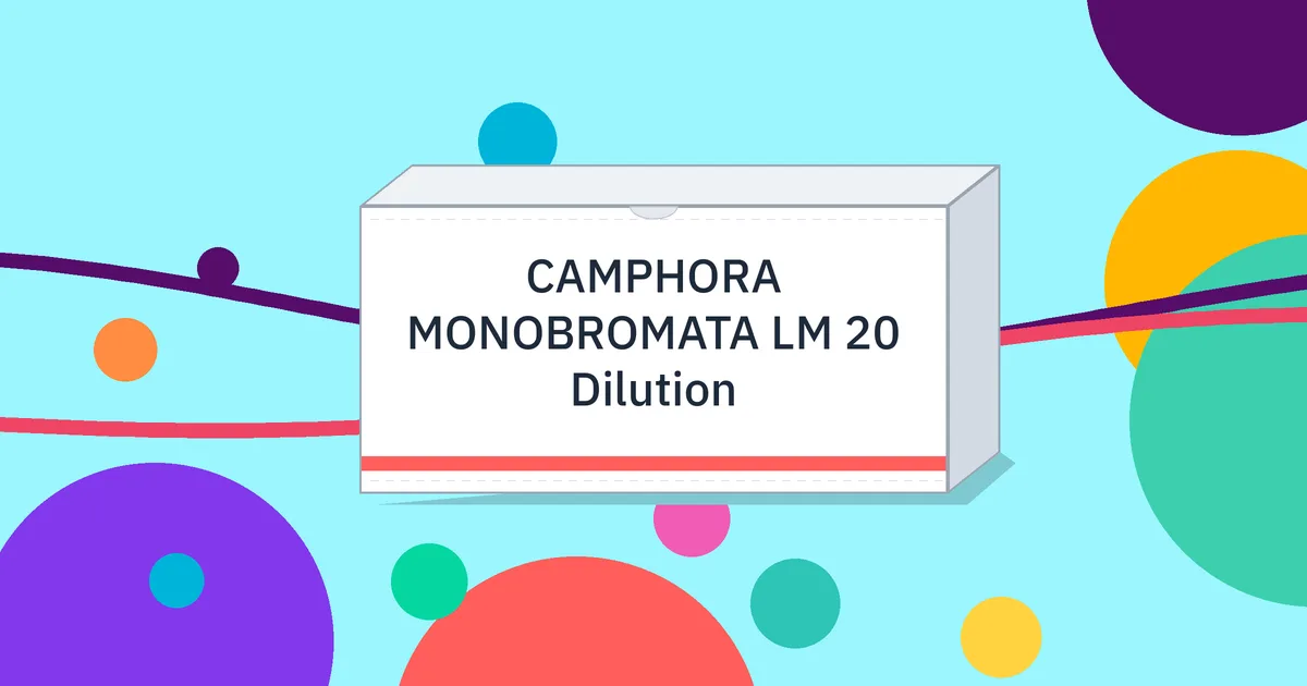 Symbolbild: Packung mit der Aufschrift CAMPHORA MONOBROMATA LM 20 Dilution (PZN 13412158) – Verfügbarkeit und Bezug in Apotheken in Frankfurt am Main