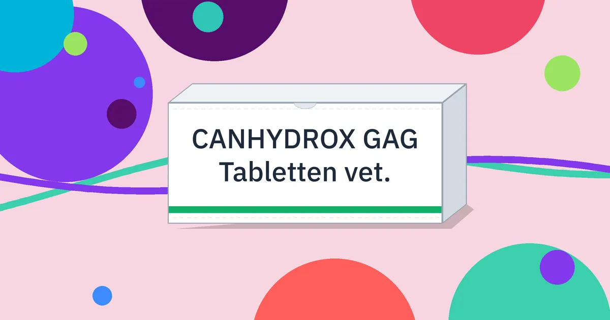 Symbolbild: Packung mit der Aufschrift CANHYDROX GAG Tabletten vet. (PZN 06894607) – Verfügbarkeit und Bezug in Apotheken in Frankfurt am Main