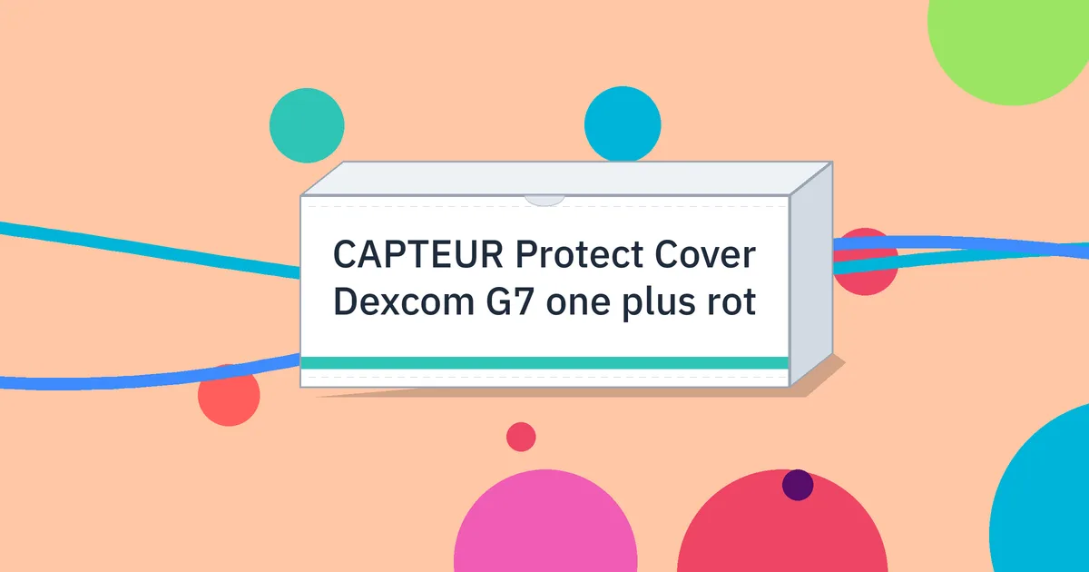 Symbolbild: Packung mit der Aufschrift CAPTEUR Protect Cover Dexcom G7 one plus rot (PZN 20203857) – Verfügbarkeit und Bezug in Apotheken in Frankfurt am Main