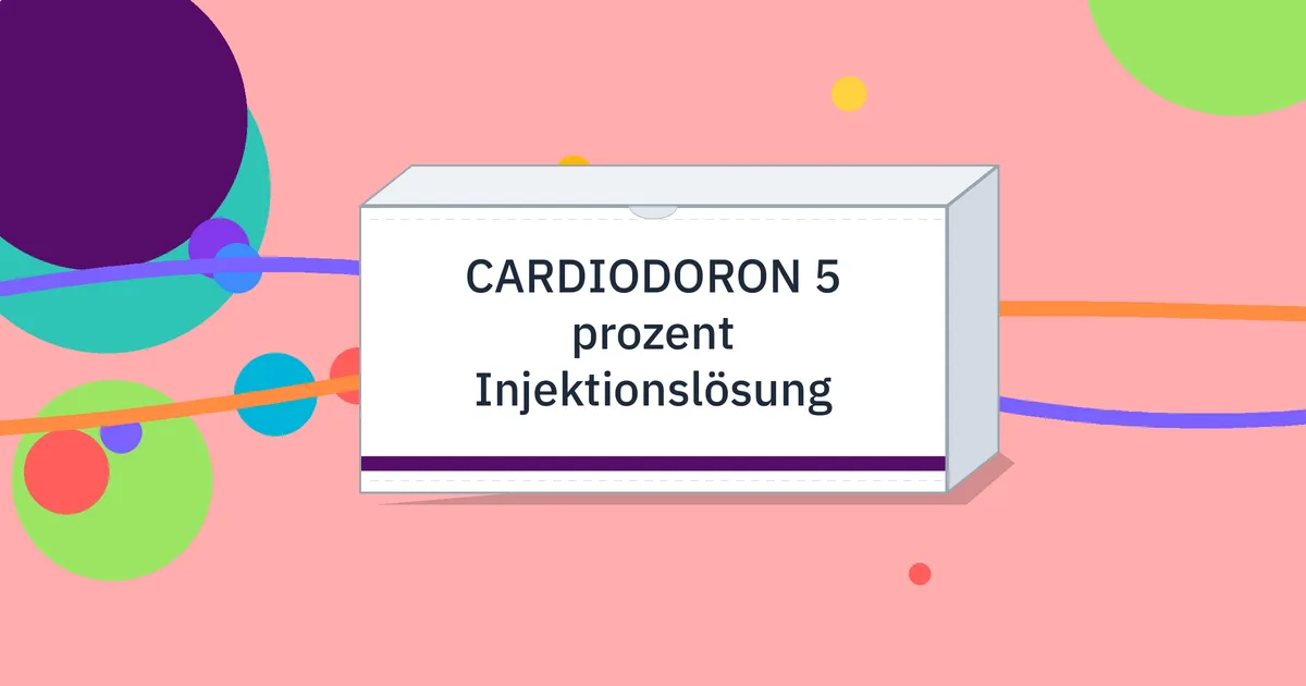 Symbolbild: Packung mit der Aufschrift CARDIODORON 5 prozent Injektionslösung (PZN 01620288) – Verfügbarkeit und Bezug in Apotheken in Frankfurt am Main
