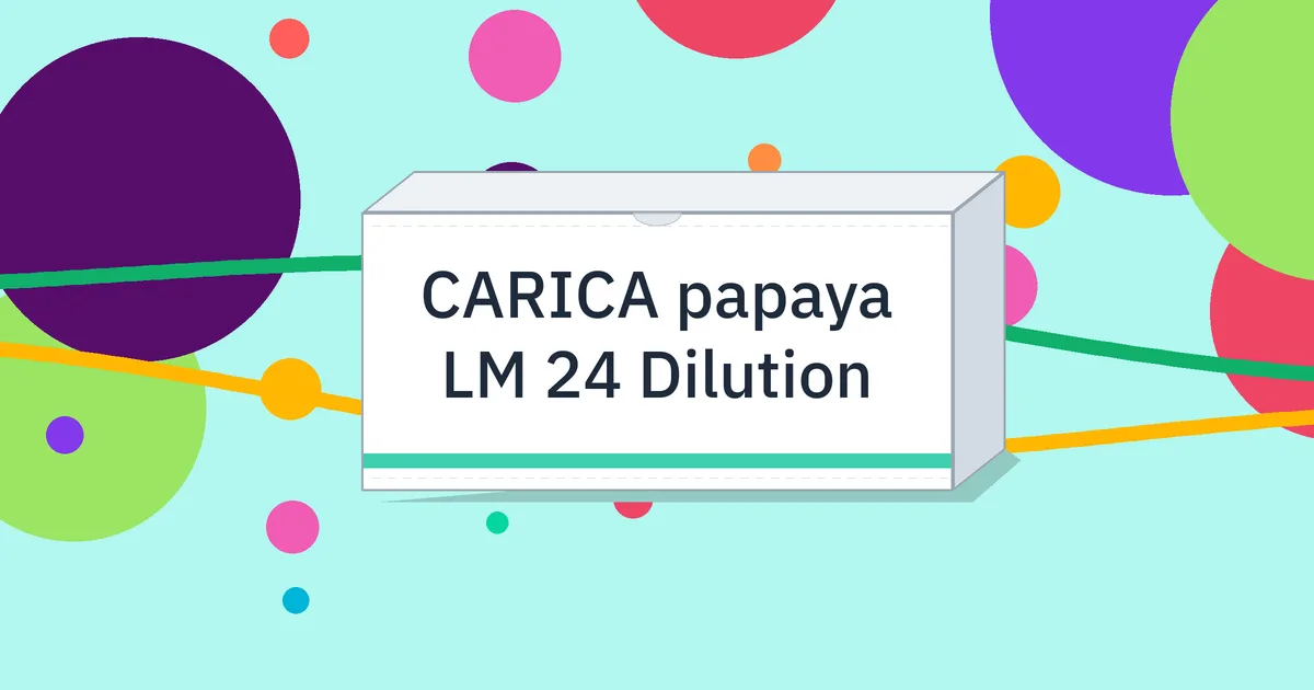 Symbolbild: Packung mit der Aufschrift CARICA papaya LM 24 Dilution (PZN 13430699) – Verfügbarkeit und Bezug in Apotheken in Frankfurt am Main