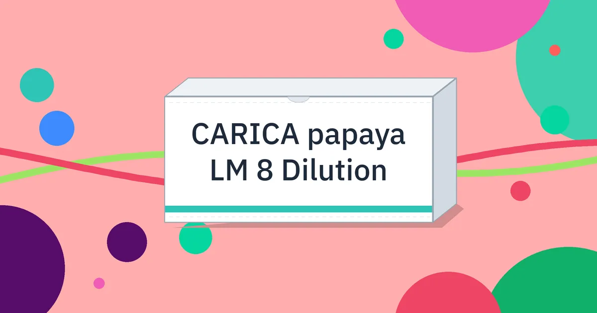 Symbolbild: Packung mit der Aufschrift CARICA papaya LM 8 Dilution (PZN 13430512) – Verfügbarkeit und Bezug in Apotheken in Frankfurt am Main