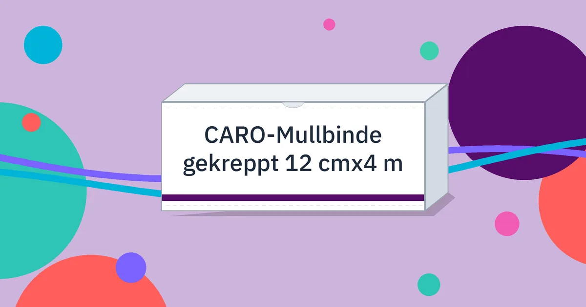 Symbolbild: Packung mit der Aufschrift CARO-Mullbinde gekreppt 12 cmx4 m (PZN 11670531) – Verfügbarkeit und Bezug in Apotheken in Frankfurt am Main