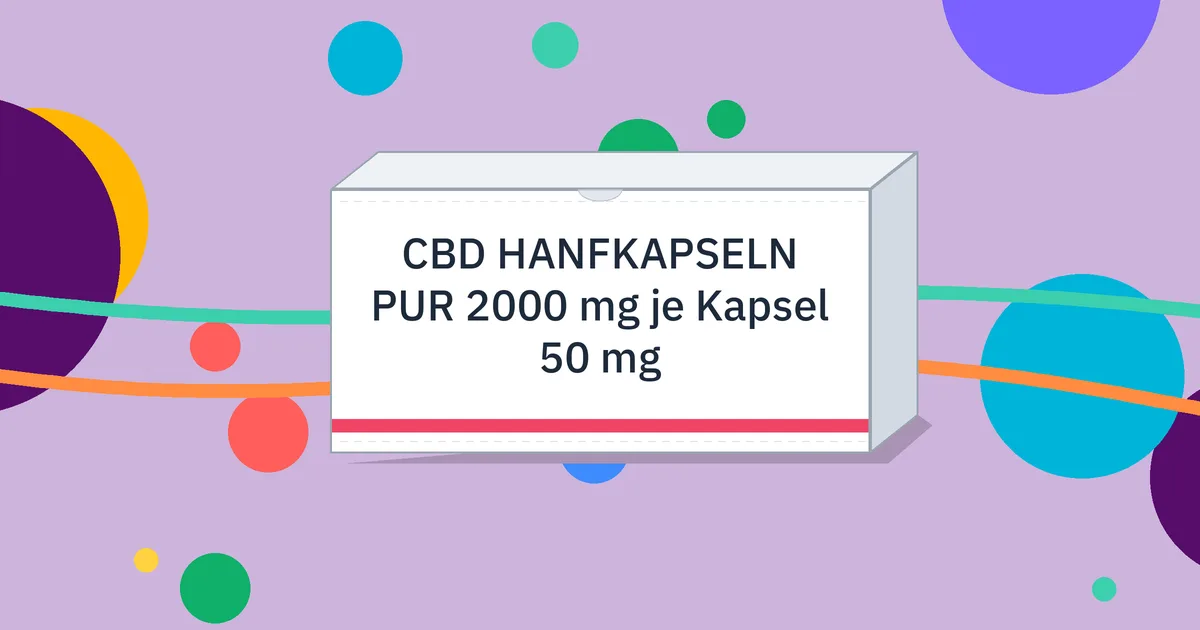 Symbolbild: Packung mit der Aufschrift CBD HANFKAPSELN PUR 2000 mg je Kapsel 50 mg (PZN 15584426) – Verfügbarkeit und Bezug in Apotheken in Frankfurt am Main