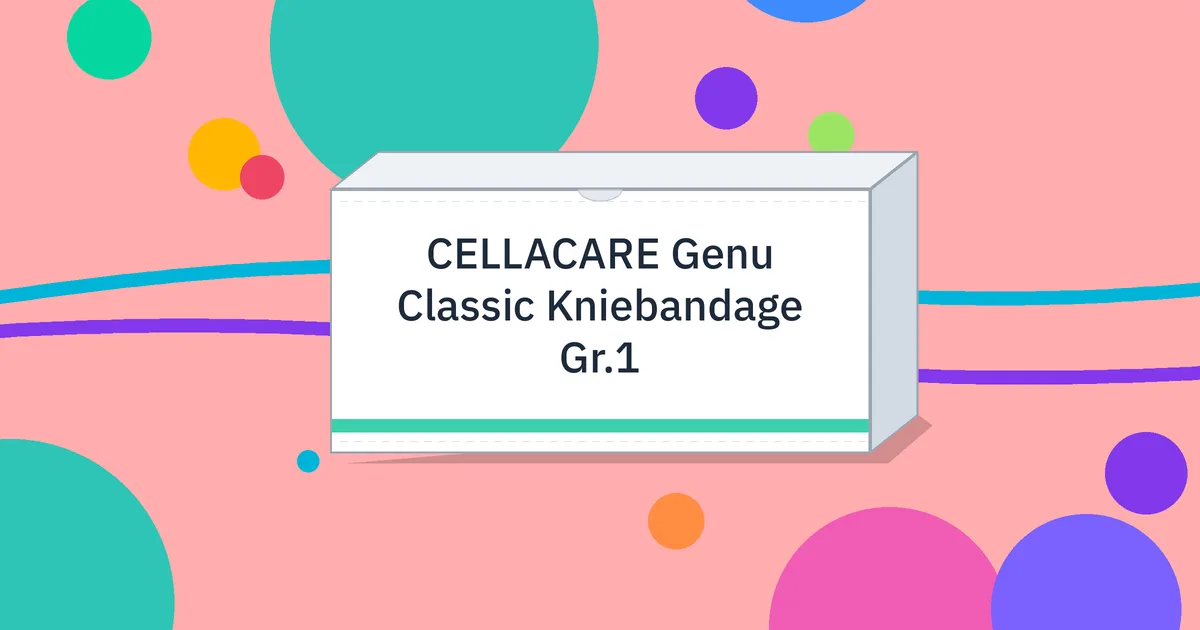 Symbolbild: Packung mit der Aufschrift CELLACARE Genu Classic Kniebandage Gr.1 (PZN 20549627) – Verfügbarkeit und Bezug in Apotheken in Frankfurt am Main