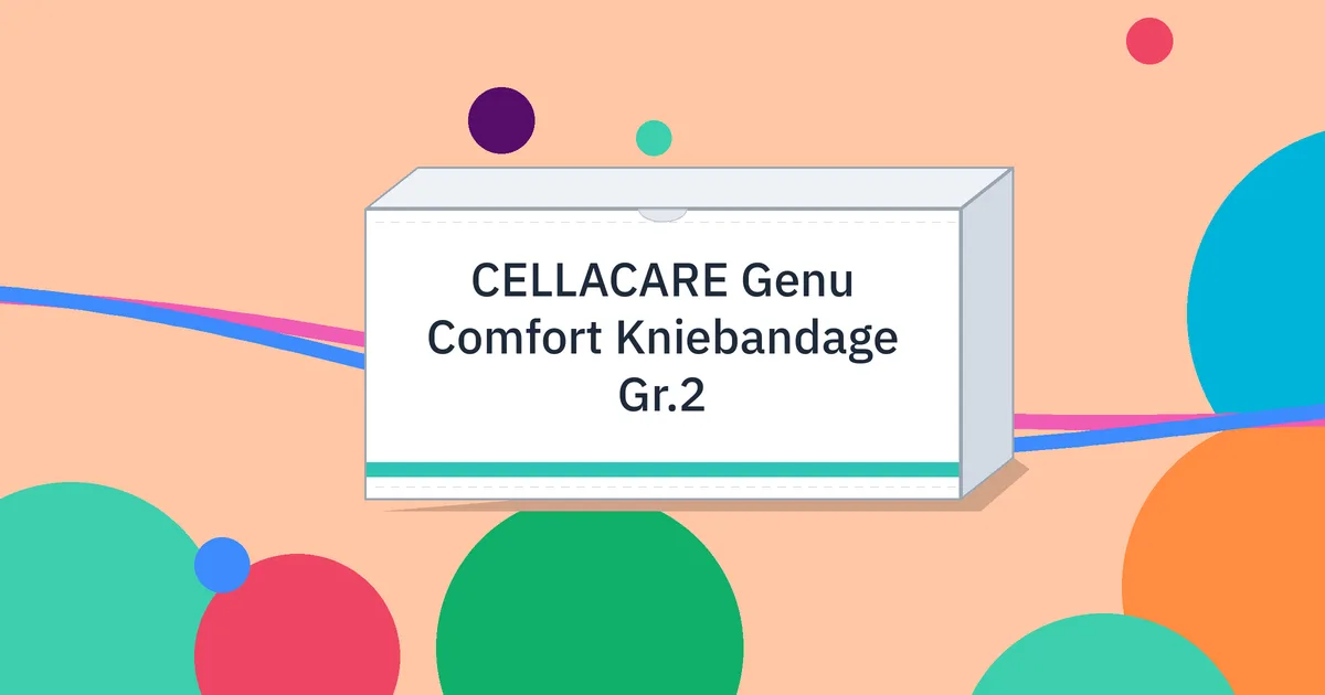 Symbolbild: Packung mit der Aufschrift CELLACARE Genu Comfort Kniebandage Gr.2 (PZN 20549716) – Verfügbarkeit und Bezug in Apotheken in Frankfurt am Main
