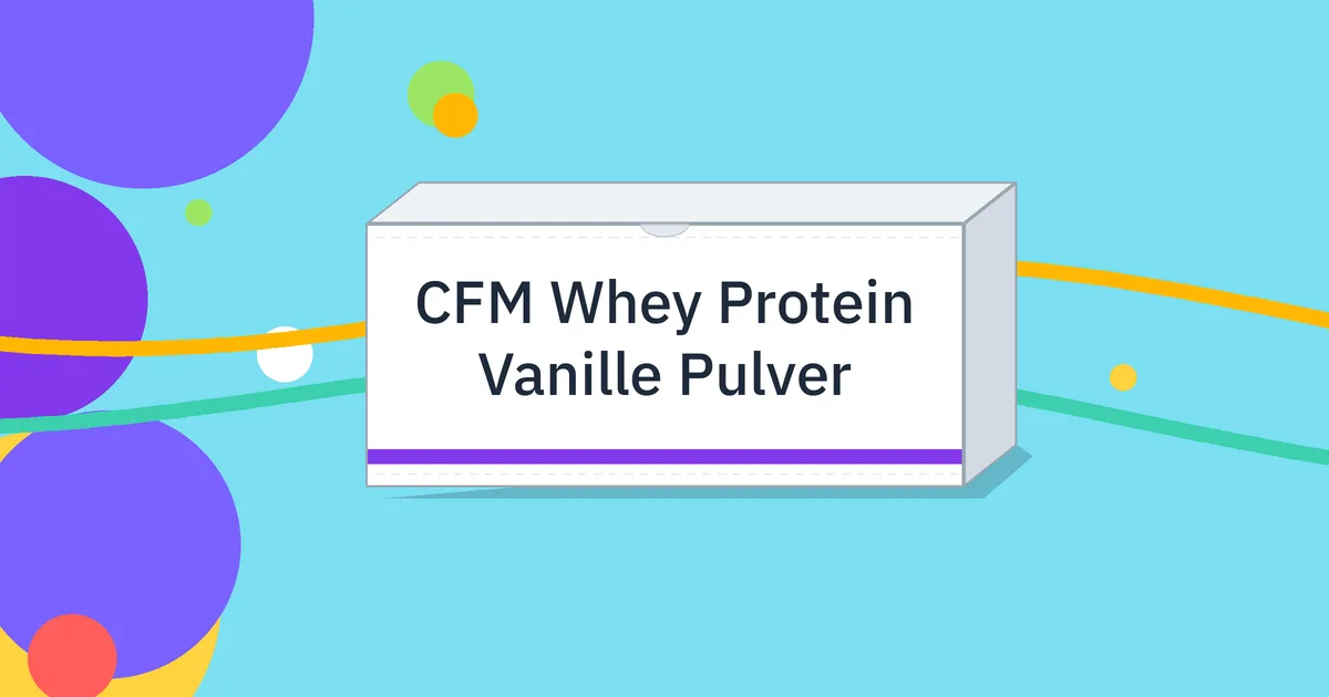Symbolbild: Packung mit der Aufschrift CFM Whey Protein Vanille Pulver (PZN 12458572) – Verfügbarkeit und Bezug in Apotheken in Frankfurt am Main