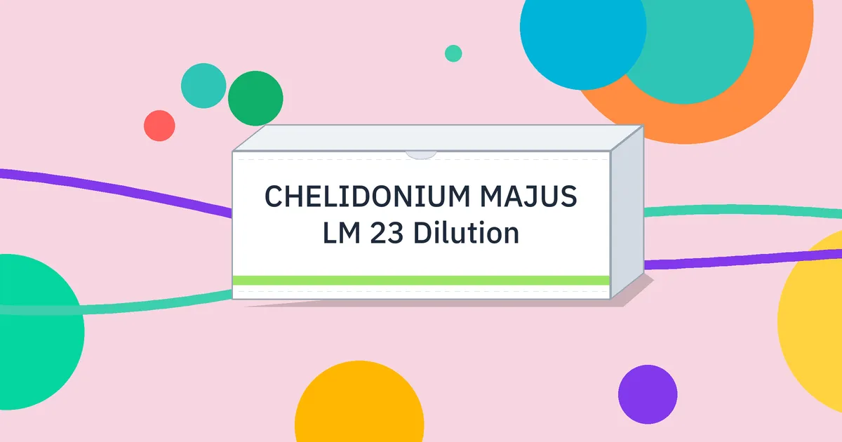 Symbolbild: Packung mit der Aufschrift CHELIDONIUM MAJUS LM 23 Dilution (PZN 12813079) – Verfügbarkeit und Bezug in Apotheken in Frankfurt am Main