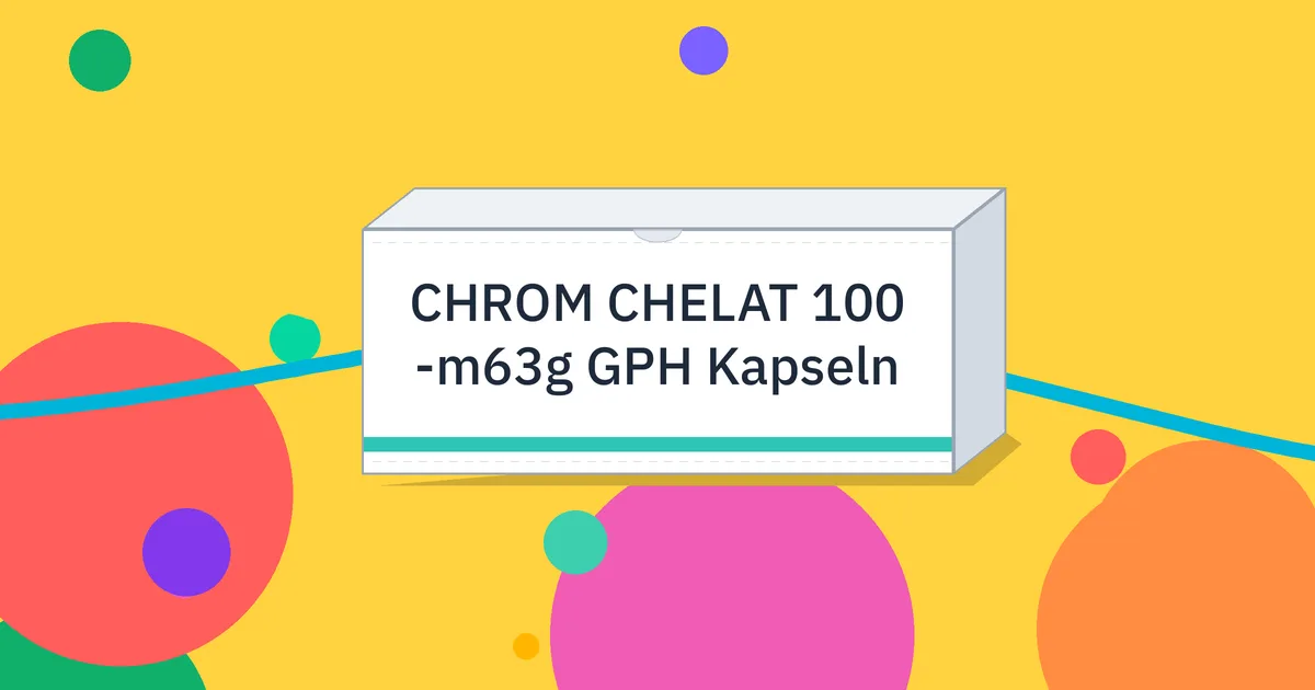 Symbolbild: Packung mit der Aufschrift CHROM CHELAT 100 -m63g GPH Kapseln (PZN 10305255) – Verfügbarkeit und Bezug in Apotheken in Frankfurt am Main