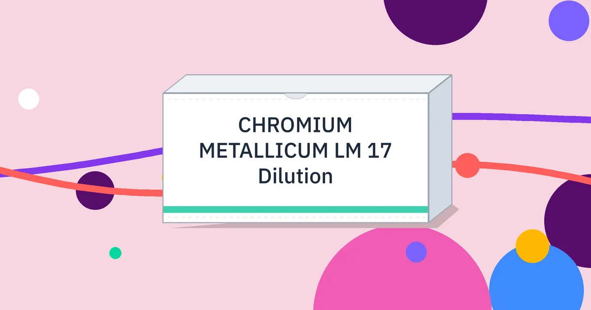 Symbolbild: Packung mit der Aufschrift CHROMIUM METALLICUM LM 17 Dilution (PZN 12817841) – Verfügbarkeit und Bezug in Apotheken in Frankfurt am Main