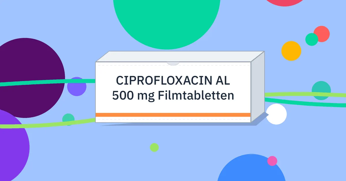 Symbolbild: Packung mit der Aufschrift CIPROFLOXACIN AL 500 mg Filmtabletten (PZN 12644553) – Verfügbarkeit und Bezug in Apotheken in Frankfurt am Main