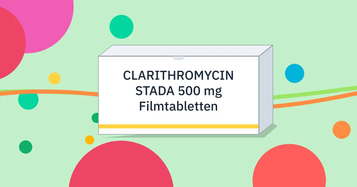 Symbolbild: Packung mit der Aufschrift CLARITHROMYCIN STADA 500 mg Filmtabletten (PZN 03702530) – Verfügbarkeit und Bezug in Apotheken in Frankfurt am Main