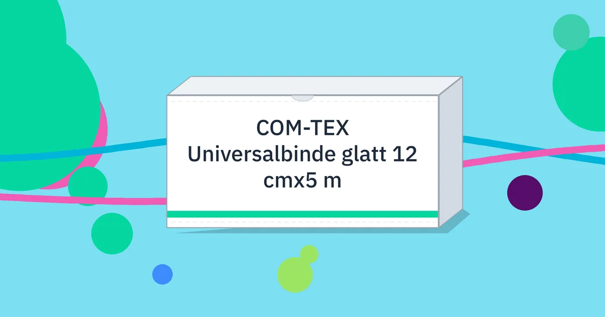 Symbolbild: Packung mit der Aufschrift COM-TEX Universalbinde glatt 12 cmx5 m (PZN 19143297) – Verfügbarkeit und Bezug in Apotheken in Frankfurt am Main