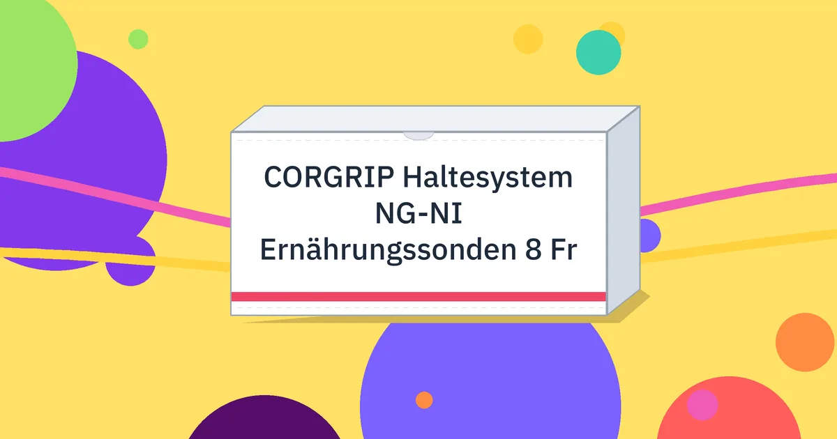 Symbolbild: Packung mit der Aufschrift CORGRIP Haltesystem NG-NI Ernährungssonden 8 Fr (PZN 17579091) – Verfügbarkeit und Bezug in Apotheken in Frankfurt am Main