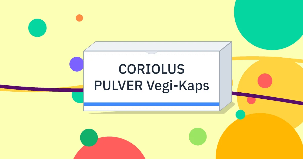 Symbolbild: Packung mit der Aufschrift CORIOLUS PULVER Vegi-Kaps (PZN 06584781) – Verfügbarkeit und Bezug in Apotheken in Frankfurt am Main