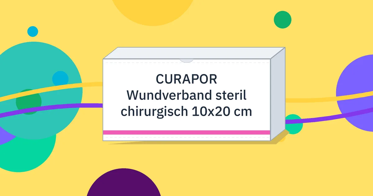 Symbolbild: Packung mit der Aufschrift CURAPOR Wundverband steril chirurgisch 10x20 cm (PZN 10757106) – Verfügbarkeit und Bezug in Apotheken in Frankfurt am Main