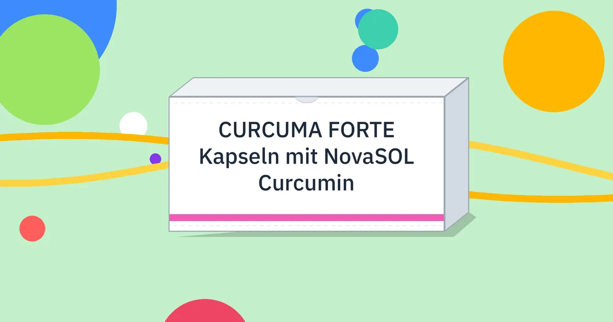 Symbolbild: Packung mit der Aufschrift CURCUMA FORTE Kapseln mit NovaSOL Curcumin (PZN 18722219) – Verfügbarkeit und Bezug in Apotheken in Frankfurt am Main