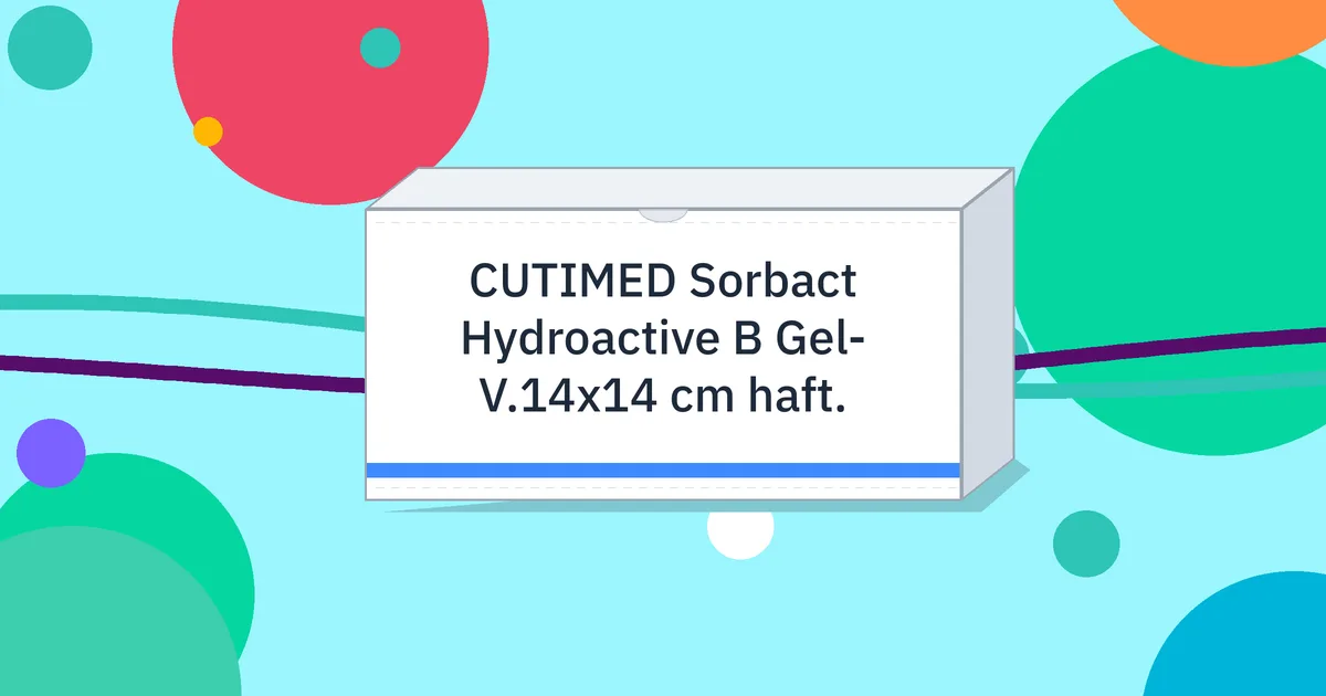 Symbolbild: Packung mit der Aufschrift CUTIMED Sorbact Hydroactive B Gel-V.14x14 cm haft. (PZN 16026987) – Verfügbarkeit und Bezug in Apotheken in Frankfurt am Main