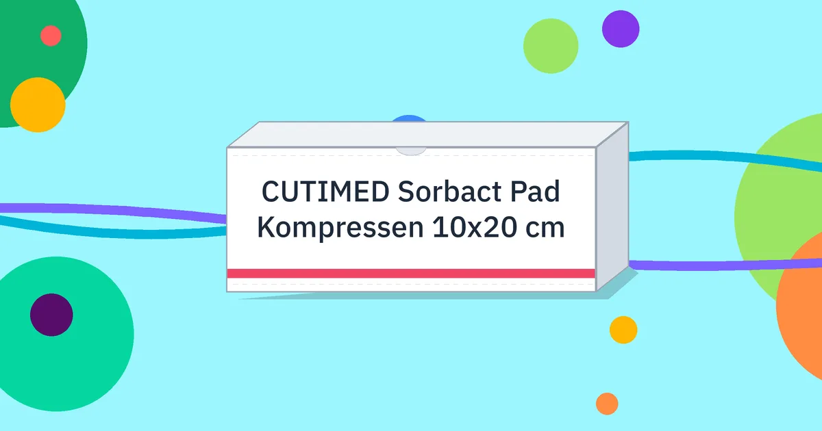 Symbolbild: Packung mit der Aufschrift CUTIMED Sorbact Pad Kompressen 10x20 cm (PZN 20846331) – Verfügbarkeit und Bezug in Apotheken in Frankfurt am Main