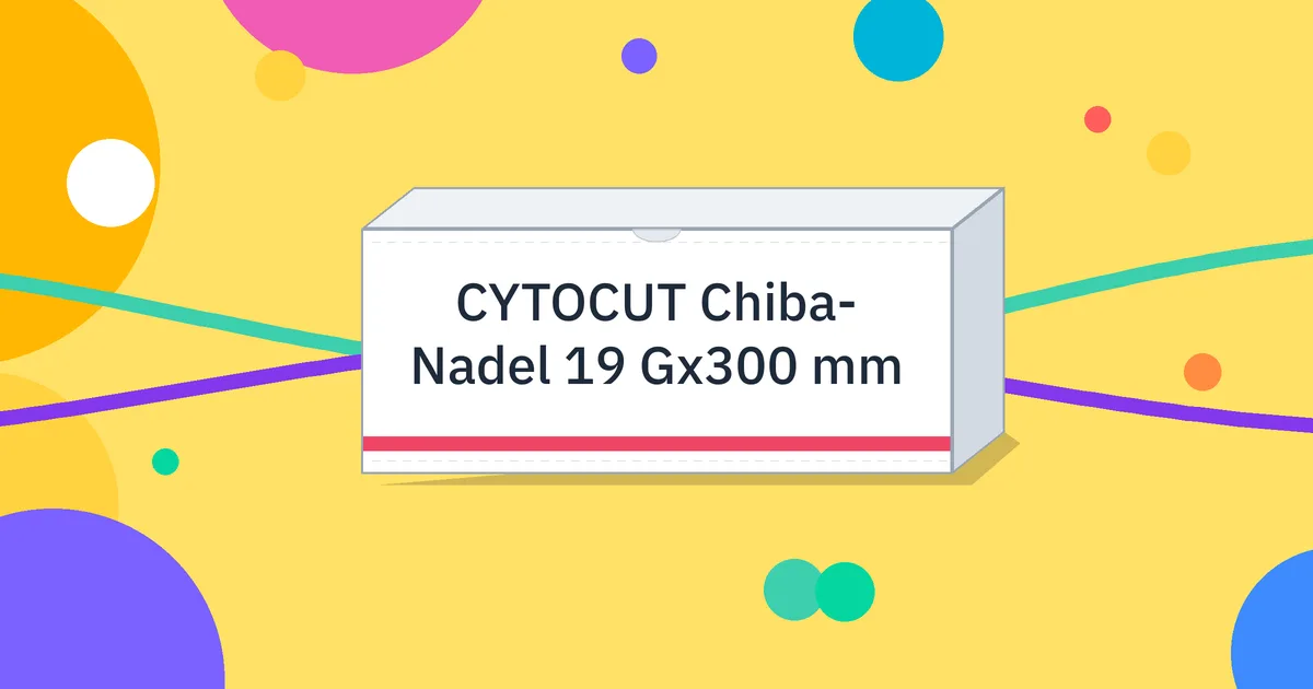 Symbolbild: Packung mit der Aufschrift CYTOCUT Chiba-Nadel 19 Gx300 mm (PZN 19735247) – Verfügbarkeit und Bezug in Apotheken in Frankfurt am Main