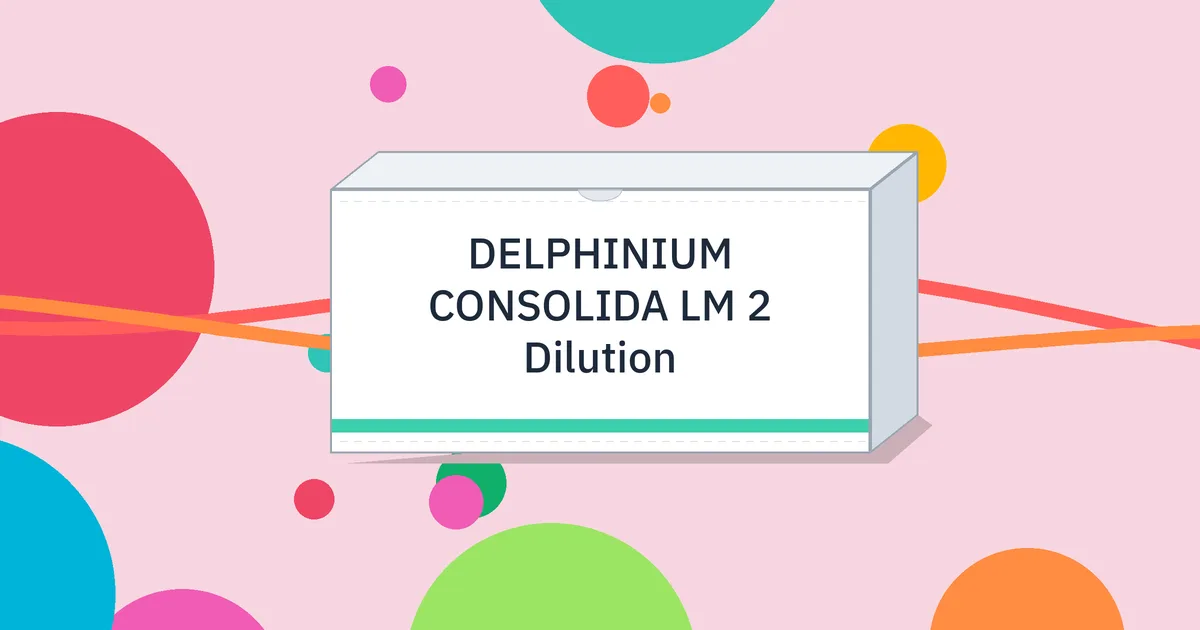 Symbolbild: Packung mit der Aufschrift DELPHINIUM CONSOLIDA LM 2 Dilution (PZN 13463173) – Verfügbarkeit und Bezug in Apotheken in Frankfurt am Main