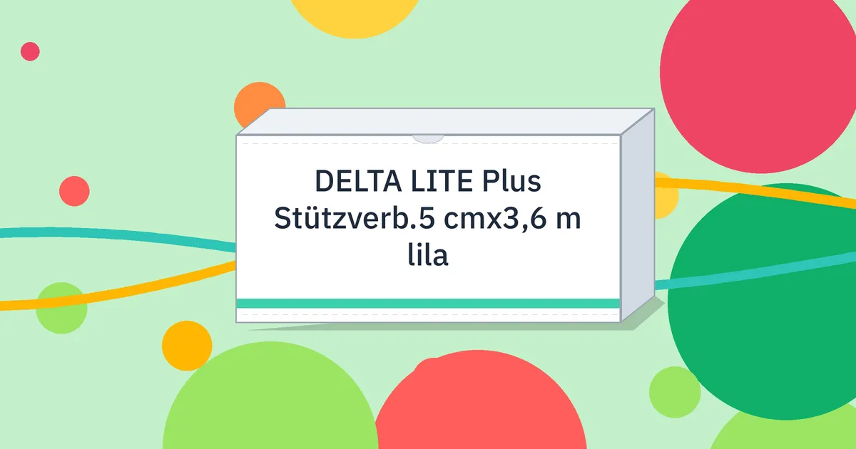 Symbolbild: Packung mit der Aufschrift DELTA LITE Plus Stützverb.5 cmx3,6 m lila (PZN 01291063) – Verfügbarkeit und Bezug in Apotheken in Frankfurt am Main