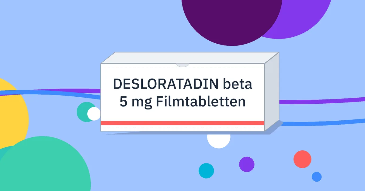 Symbolbild: Packung mit der Aufschrift DESLORATADIN beta 5 mg Filmtabletten (PZN 17895797) – Verfügbarkeit und Bezug in Apotheken in Frankfurt am Main