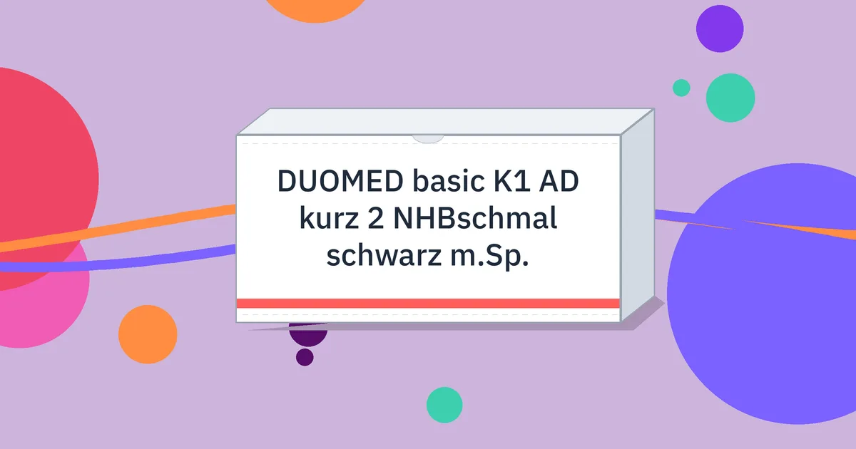 Symbolbild: Packung mit der Aufschrift DUOMED basic K1 AD kurz 2 NHBschmal schwarz m.Sp. (PZN 20904465) – Verfügbarkeit und Bezug in Apotheken in Frankfurt am Main
