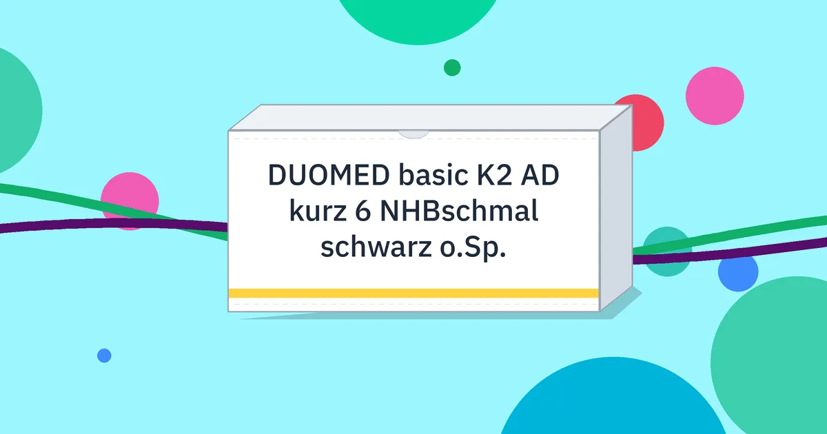 Symbolbild: Packung mit der Aufschrift DUOMED basic K2 AD kurz 6 NHBschmal schwarz o.Sp. (PZN 20907831) – Verfügbarkeit und Bezug in Apotheken in Frankfurt am Main