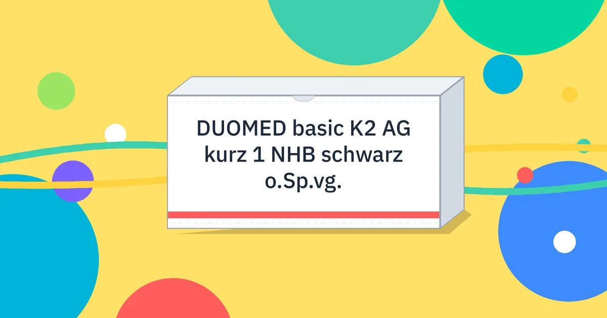 Symbolbild: Packung mit der Aufschrift DUOMED basic K2 AG kurz 1 NHB schwarz o.Sp.vg. (PZN 20908138) – Verfügbarkeit und Bezug in Apotheken in Frankfurt am Main