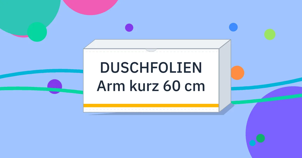 Symbolbild: Packung mit der Aufschrift DUSCHFOLIEN Arm kurz 60 cm (PZN 07274611) – Verfügbarkeit und Bezug in Apotheken in Frankfurt am Main