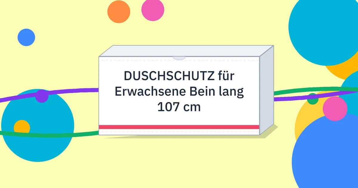Symbolbild: Packung mit der Aufschrift DUSCHSCHUTZ für Erwachsene Bein lang 107 cm (PZN 03429784) – Verfügbarkeit und Bezug in Apotheken in Frankfurt am Main