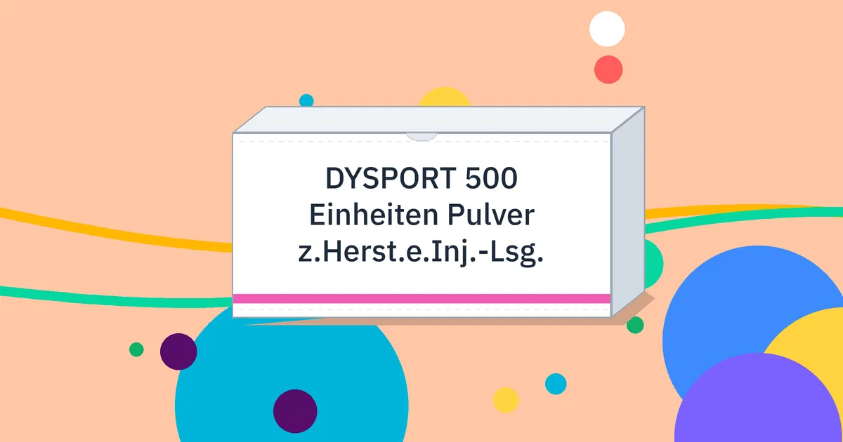 Symbolbild: Packung mit der Aufschrift DYSPORT 500 Einheiten Pulver z.Herst.e.Inj.-Lsg. (PZN 19444107) – Verfügbarkeit und Bezug in Apotheken in Frankfurt am Main