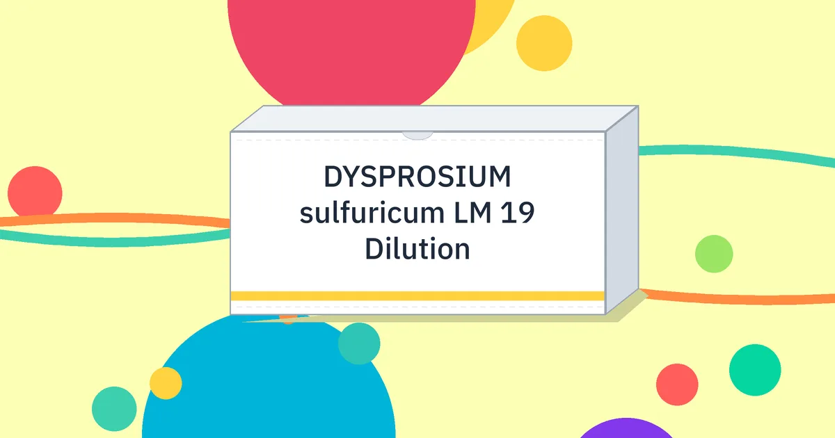Symbolbild: Packung mit der Aufschrift DYSPROSIUM sulfuricum LM 19 Dilution (PZN 13468029) – Verfügbarkeit und Bezug in Apotheken in Frankfurt am Main